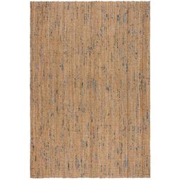 Teppich FLAIR RUGS, B:200cm H:7mm L:290cm, blau, Jute, Wohnzimmer, Teppiche, "Jute Boucle", aus 100% Jute, mit Fransen, aus Naturfasern
