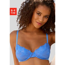 Lascana Damen B&uuml;gel-BH "Marla", Gr. 70, blau, Spitze, Obermaterial: 90% Polyamid, 10% Elasthan, BHs, aus extravaganter Spitze, Dessous