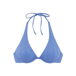 Damen B&uuml;gel-Bikini-Top "Nela", blau, Gr. 42, Copenhagen Studios, strukturiert, unifarben, Rippware, Recycling-Polyamid, Bikini-Oberteile, aus