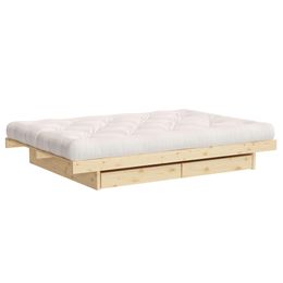 Bettgestell Karup Design, B:122cm H:25cm L:200cm, beige, Betten, "Kanso Bed, Stauraumbett, Bett mit oder ohne Schubladen", Bett mit/ohne Schubladen,