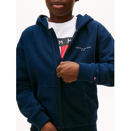 Tommy Hilfiger M&auml;dchen Sweatjacke, blau, Gr. 92, unifarben, Sweatware, Obermaterial: 80% Baumwolle, 20% Polyester, Sweatjacken, Regular fit, f&uuml;r