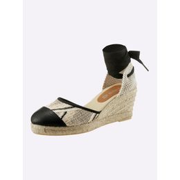 Heine Damen Keilsandalette, Gr. 38, beige, Textil, Schuhe