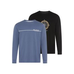 DELMAO Herren Rundhalsshirt "Neue Kollektion"blau, schwarz, Gr. S, bedruckt, Single Jersey, Obermaterial: 100% Baumwolle, Shirts, casual Stil,