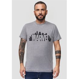 Recovered Herren T-Shirt "Marvel City Logo Light Grey", grau, Gr. L, bedruckt, 100% Baumwolle, Shirts, im zeitlosen Design