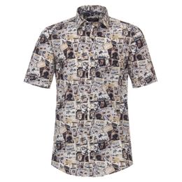 Casamoda Herren Kurzarmhemd "Casamoda Freizeithemd Kurzarm Print", braun, Gr. M, bedruckt, 100% Baumwolle, Hemden