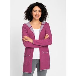 Inspirationen Damen Longstrickjacke, lila, Gr. 36, unifarben, 100% Baumwolle, Strickjacken