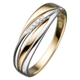 Jobo Damen Diamantring, 52, SI = kleine Einschl&uuml;sse, Diamanten Gelbgold 585 Wei&szlig;gold 585, gelb, Diamanten, Gelbgold 585, Wei&szlig;gold 585, Fingerringe,