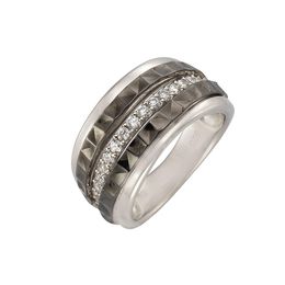 Celesta Damen Fingerring "Silber 925 rhodiniert mit Zirkonia-Steinen", 058 (18,5), Silber 925 (Sterlingsilber), schwarz-wei&szlig;, Silber 925