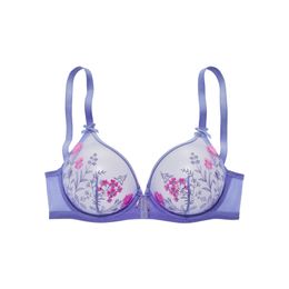Lascana Damen B&uuml;gel-BH "Maria", Gr. 85blau, pink, Spitze, Obermaterial: 74% Polyamid, 23% Polyester, 3% Elasthan, BHs, Edle Stickerei-Spitze mit