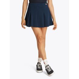 Tommy Jeans Damen Minirock "TJW PIQUE BADGE F&F SKIRT EXT", blau, Gr. L, unifarben, Piqu&eacute;, Obermaterial: 52% Baumwolle, 43% Polyester, 5% Elasthan,