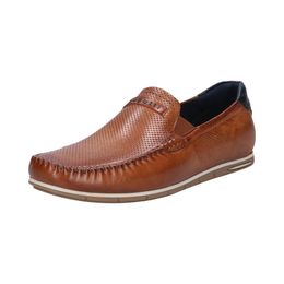 Bugatti Herren Slipper, Gr. 43cognac, Leder, used, Schuhe, Schlupfschuh, Halbschuh mit Stretcheins&auml;tzen, Mokassin Optik