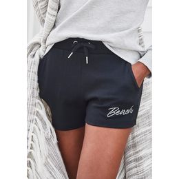 Damen Relaxshorts, BENCH. LOUNGEWEAR, Gr. 44, schwarz, Interlock, Obermaterial: 100% Baumwolle, unifarben, Basic, Hosen, mit kleiner gl&auml;nzenden