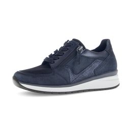 Gabor Damen Keilsneaker "CAPRI", Gr. 39, blau, Lederimitat, Veloursleder, unifarben, Schuhe, Freizeitschuh, Halbschuh, Schn&uuml;rschuh in Extraweite K