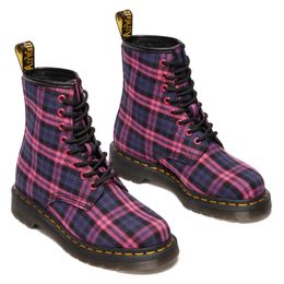 Dr. Martens Damen Schn&uuml;rstiefelette "1460 8 Eye Boot", Gr. 39pink kariert, Textil, Schuhe, Festival, Blockabsatz, Schn&uuml;rboots mit gelber Rahmennaht