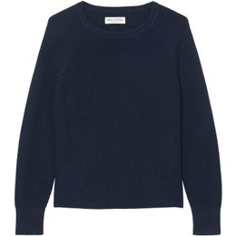 Marc O'Polo MARC O'POLO Damen Rundhalspullover, blau, Gr. S, unifarben, Strick, Obermaterial: 97% Baumwolle, 3% Elasthan, Pullover, im festem Baumwoll-Strick
