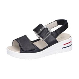 Waldl&auml;ufer WALDL&Auml;UFER Damen Keilsandalette "H-DINA", Gr. 5, blau, Nubukleder, unifarben, Schuhe, Klettschuh, Sandale, Sommerschuh in Komfortweite H (= sehr weit)
