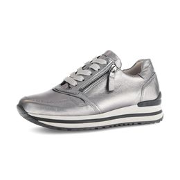 Gabor Damen Keilsneaker "TURIN", Gr. 35, silber, Nappaleder, metallic, Schuhe, in Komfortweite H (= sehr weit)