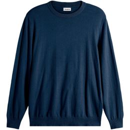 bonprix Herren Strickpullover, blau, Gr. 72, unifarben, Feinstrick, Obermaterial: 70% Baumwolle, 30% Polyamid, Pullover, aus Baumwolle und Polyamid,