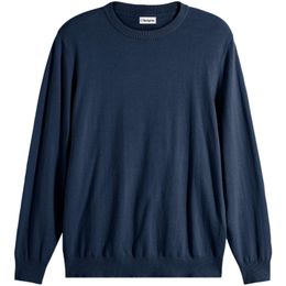 bonprix Herren Strickpullover, blau, Gr. 68, unifarben, Feinstrick, Obermaterial: 70% Baumwolle, 30% Polyamid, Pullover, aus Baumwolle und Polyamid,