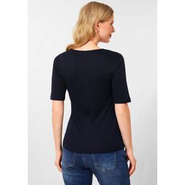 Street One Damen T-Shirt "Style Palmira", blau, Basic, Gr. 40, unifarben, Jersey, Obermaterial: 50% Baumwolle, 50% Modal, Shirts, im Basic-Style