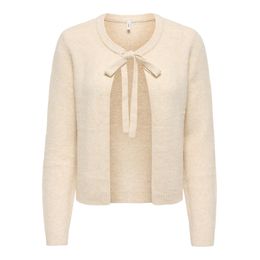 Only Damen Strickjacke "ONLJESSIE LS ONE STRING CARDIGA KNT", beige, Gr. L, meliert, Strick, Obermaterial: 35% Polyester, 30% Nylon, 25% Polyacryl,