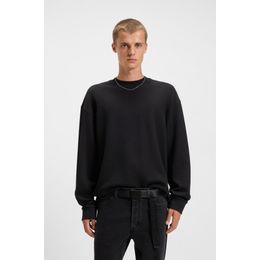 HUGO BLUE Herren Langarmshirt "Nuwolo", schwarz, Gr. L, unifarben, Single Jersey, Obermaterial: 87% Baumwolle, 13% Polyamid, Shirts,