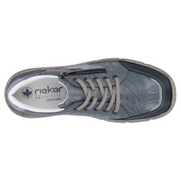 Rieker Herren Sneaker, Gr. 42, blau, Leder, kontrastfarbene Details, Basic, Schuhe, Schn&uuml;rschuh, Halbschuh, Freizeitschuh mit Rei&szlig;verschluss