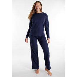 Tom Tailor Damen Loungeanzug "Sitia", Gr. 40, blau, Obermaterial: 60% Baumwolle, 35% Polyester, 5% Elasthan, unifarben, Homewear-Sets, basic, bequem,