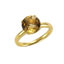 JAMELLI Damen Fingerring "Silber 925 vergoldet mit echtem Citrin 10mm", 054 (17,2), Silber 925 (Sterlingsilber), gelb, Silber 925 (Sterlingsilber),