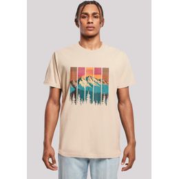 F4NT4STIC Herren T-Shirt "Berg Sonnenuntergang Retro", beige, Gr. L, Obermaterial: 100% Baumwolle, Shirts, Premium Qualit&auml;t