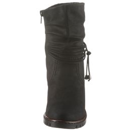 Rieker Damen Winterstiefelette, Gr. 36, schwarz, Nubuklederimitat, Schuhe, Boots, Trichterabsatz, Warmfutter, mit gerafftem Schaft