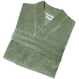 Unisex-Bademantel Kayori, L:105cm, gr&uuml;n, Baumwolle, Hausm&auml;ntel, "Mori", samtig weich