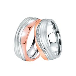 DOOSTI Damen Trauring "Schmuck Geschenk Edelstahl Trauring Ehering Partnerring LIEBE", 60,mit Zirkonia, Edelstahl, 7mm, rosa, Edelstahl, Fingerringe,