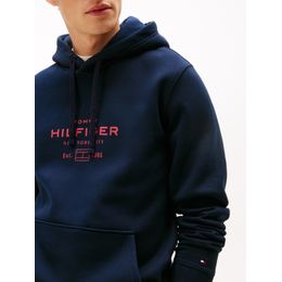 Tommy Hilfiger Herren Kapuzensweatshirt "OVAL GRAPHIC HOODIE", blau, Gr. M, unifarben, Sweatware, Obermaterial: 63% Baumwolle, 37% Polyester,
