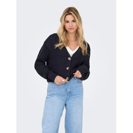 Only Damen Strickjacke "ONLCAROL NICE L/S CARDIGAN KNT NOOS", blau, Gr. S, unifarben, Strick, Obermaterial: 100% Polyacryl, Strickjacken, Kunstfaser,