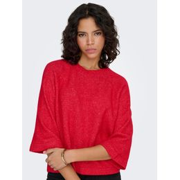Only Damen Strickpullover "ONLSIMONI 3/4 PULLOVER KNT NOOS", rot, Gr. XS, meliert, Strick, Obermaterial: 74% Polyacryl, 24% Polyester, 2% Elasthan,