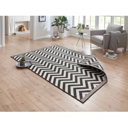 Teppich NORTHRUGS, B:200cm H:5mm L:290cm, schwarz, Kunstfaser, Wohnzimmer, Teppiche, "Palma Wendeteppich", In-& Outdoor, Wetterfest, Balkon, L&auml;ufer,