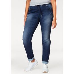 Kangaroos Damen Jogg Pants, blau, Gr. 46, Destroyed-Effekte, Denim/Jeans, Obermaterial: 59% Baumwolle, 40% Polyester, 1% Elasthan, Jeans, entspannte