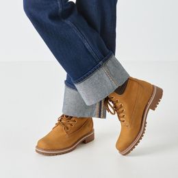 Tamaris Damen Winterboots, Gr. 37, braun, Nubukleder, kontrastfarbene Details, Schuhe, Blockabsatz, Schn&uuml;rstiefelette mit DUO-TEX Ausstattung