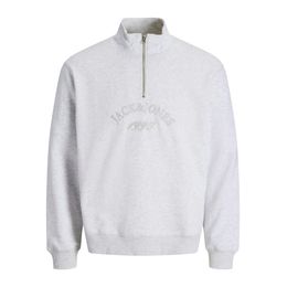 Jack & Jones JACK & JONES Herren Sweater "JORBLEECKER BRANDING SWEAT HIGH NECK BF"hellwei&szlig; detail:jj melange, Gr. S, meliert, angeraute Sweatware, Obermaterial:
