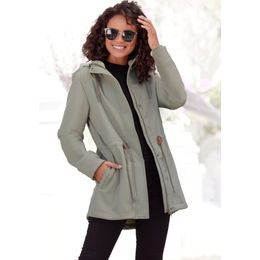 Damen Softshelljacke, gr&uuml;n, Gr. 42, VIVANCE ACTIVE BY LASCANA, unifarben, Softshell, Obermaterial: 100% Polyester, Jacken, mit Kordelzug an der Taille