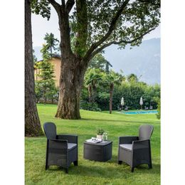 Gartenset, Anthrazit, Textil, 3-teilig, F&uuml;llung: Schaumstoff, Made in Italy, Gartenm&ouml;bel, Gartenm&ouml;bel-Sets