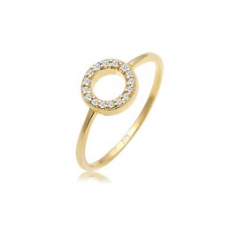 Elli DIAMONDS Damen Verlobungsring "Kreis Diamant Wei&szlig; Brillantschliff (0.08ct) 375 Gelbgold", 52mm, 0,08 P1 = bei 10-facher Vergr&ouml;&szlig;erung erkennbare