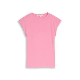 Tom Tailor Denim Damen Slim Fit T-Shirt mit Rippstruktur, rosa, Uni, Gr. XXL