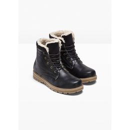 bonprix Gef&uuml;tterte Schn&uuml;rboots, schwarz, Gr.39, Aus einem Lederimitat mit Warmfutter und einer profilierten Laufsohle