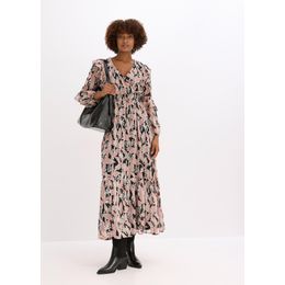 bonprix Chiffonkleid mit Volants, schwarz, Gr.38, Chiffonkleid in Maxil&auml;nge mit modischen Volants vorne am Oberteil und an den weiter geschnittenen &Auml;rmeln