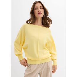 bonprix Pullover mit Fledermaus&auml;rmeln, gelb, Gr.32/34 (XS), eleganter Pullover mit Fledermaus&auml;rmeln
