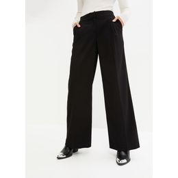 bonprix Marlenehose, schwarz, Gr.36, Charmante Hose mit weitem Bein und seitlichen Eingriff-Taschen.