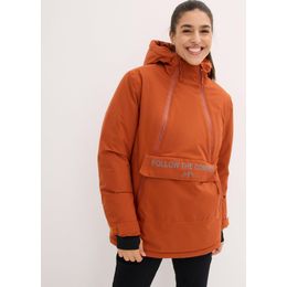 bonprix Gef&uuml;tterter Windbreaker, braun, Gr.54, Wasserdichte Skijacke zum Reinschl&uuml;pfen mit weichem Fleece-Futter, aus Fleece