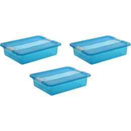 Organizer keeeper "cornelia", blau, B:29,5cm H:9,5cm T:39,5cm, Kunststoff, Aufbewahrungsboxen, Aufbewahrungsbox, mit Deckel, Schiebeverschluss, 7 L